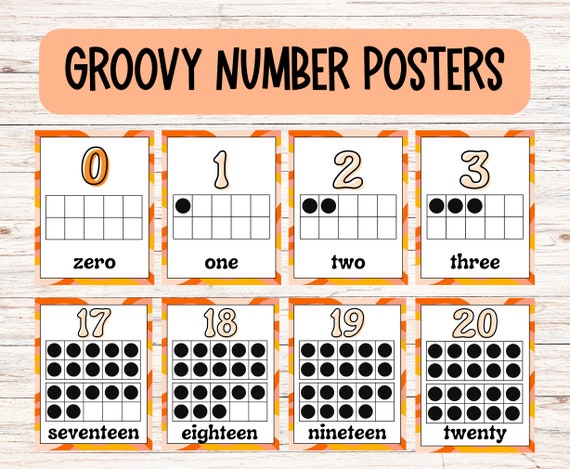Groovy 10 Frames Number Posters for Classroom Teacher - Etsy