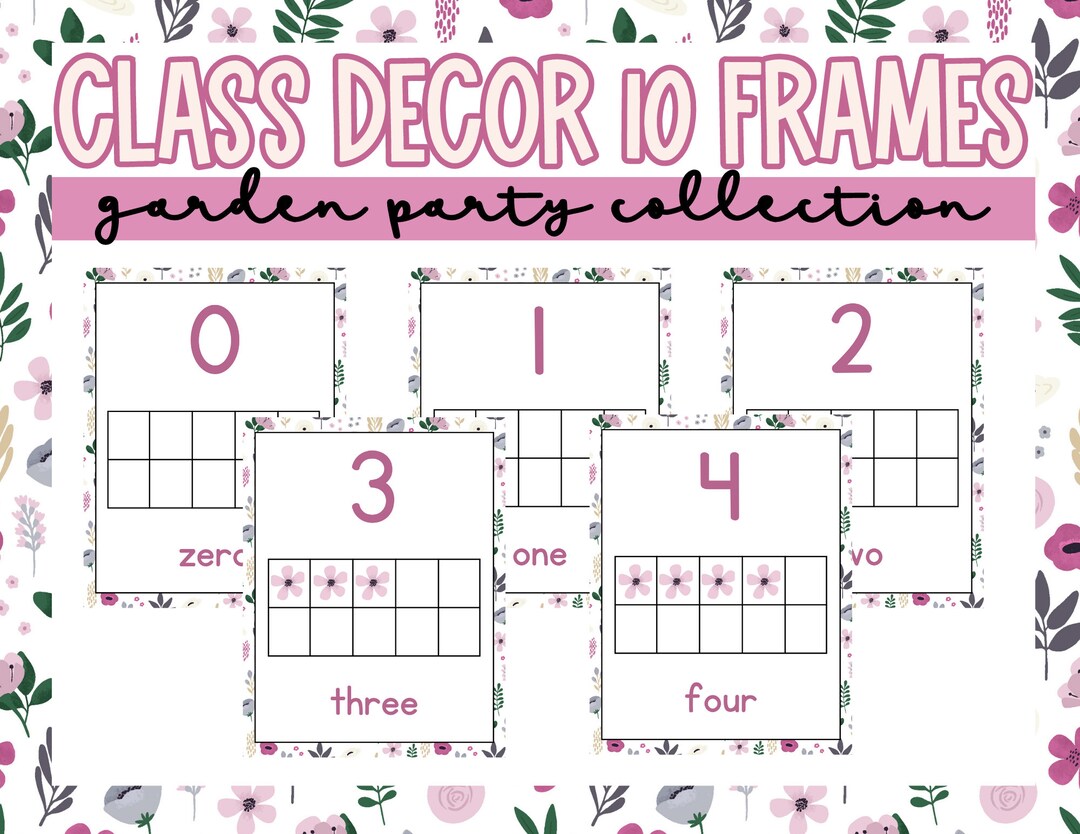 10 Frames Number Posters 0-20 Floral and Bright Colors for Classroom ...