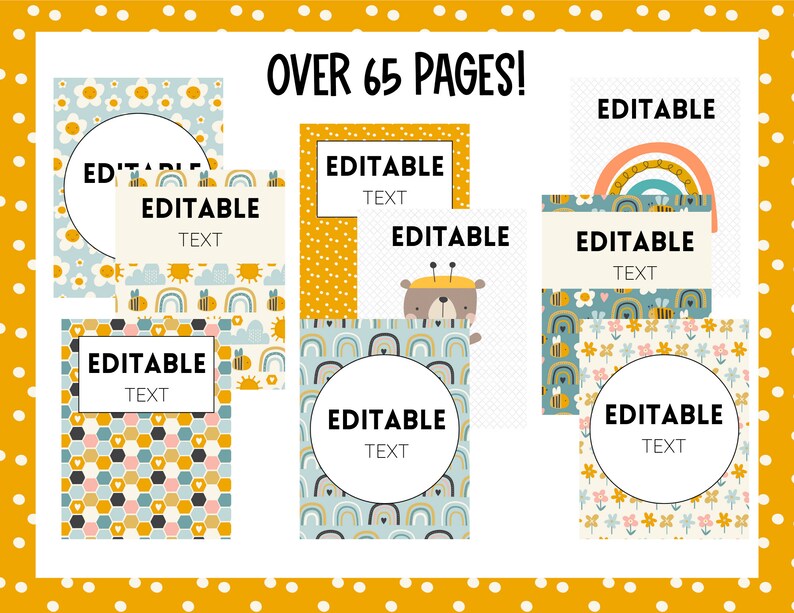 Binder Covers and Matching Spines Bumble Bee Theme for Classroom Decor ...
