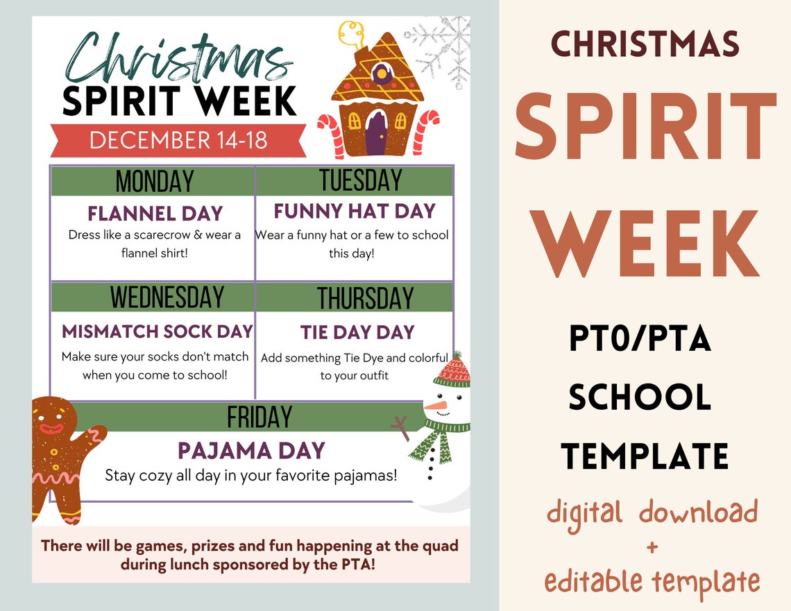 Autum and Fall School Spirit Week Schedule Fall Flyer Fundraiser for ...