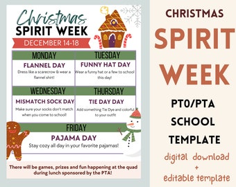 Autumn School Spirit Week Schedule Fall Flyer Fundraiser for PTO/PTA ...