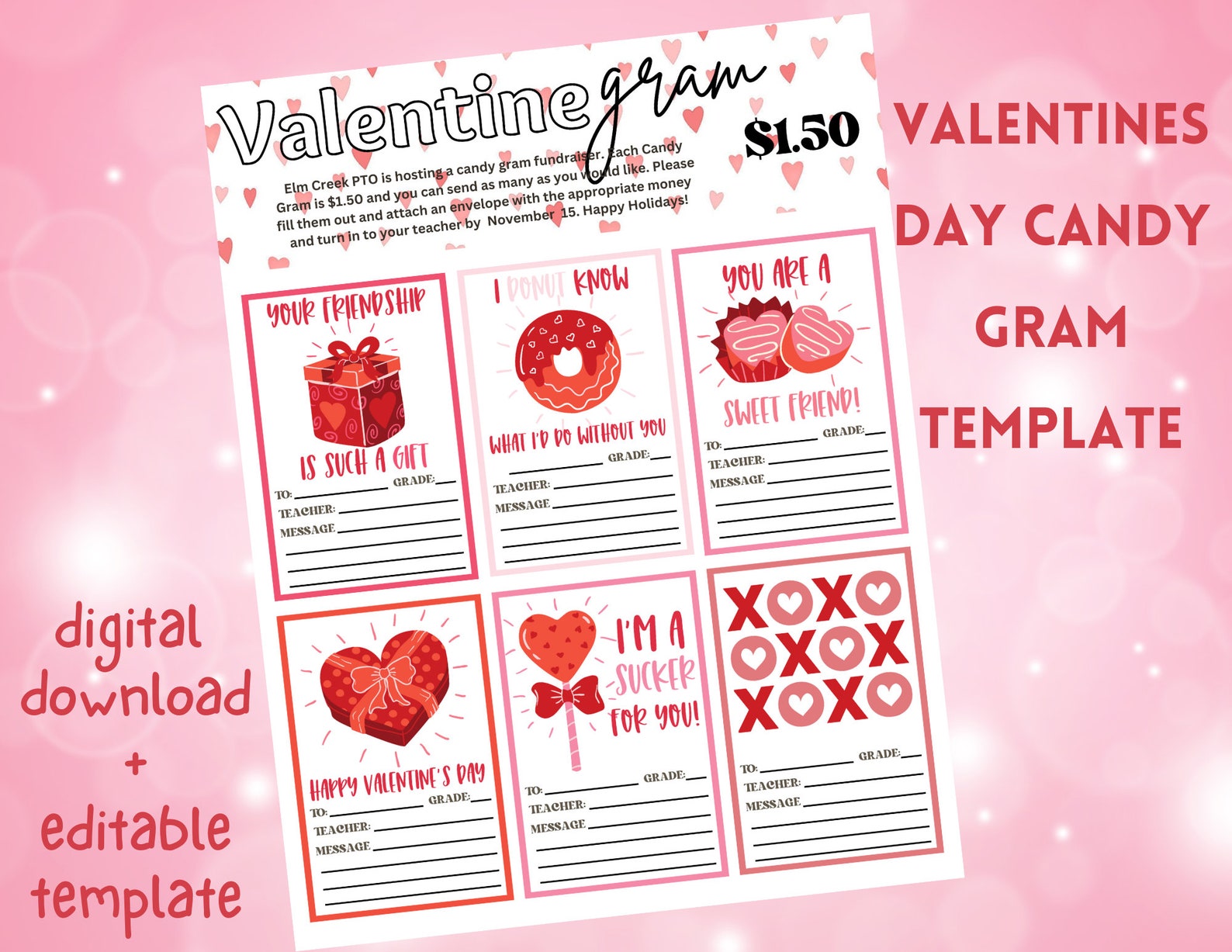 Valentine's Day and Friendship Candy Grams for PTO/PTA School Event ...