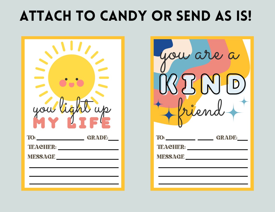 Friendship Candy Grams for PTO/PTA School Event Editable and Printable ...