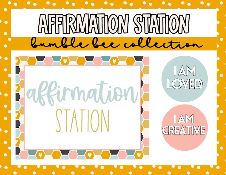 Affirmation Station Bumble Bee Theme for Classroom Decor. ABC Bee Class ...