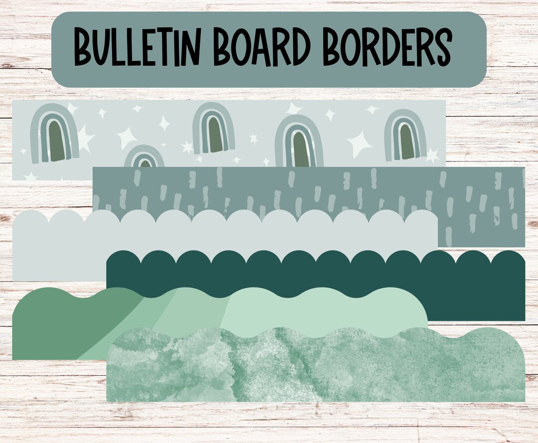 Classroom Bulletin Borders Kit Calming Green Neutral Collection ...