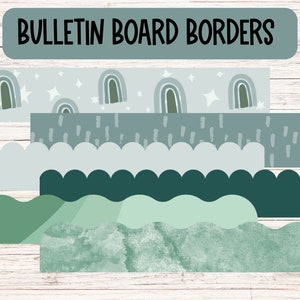 Classroom Bulletin Borders Kit Calming Green Neutral Collection ...