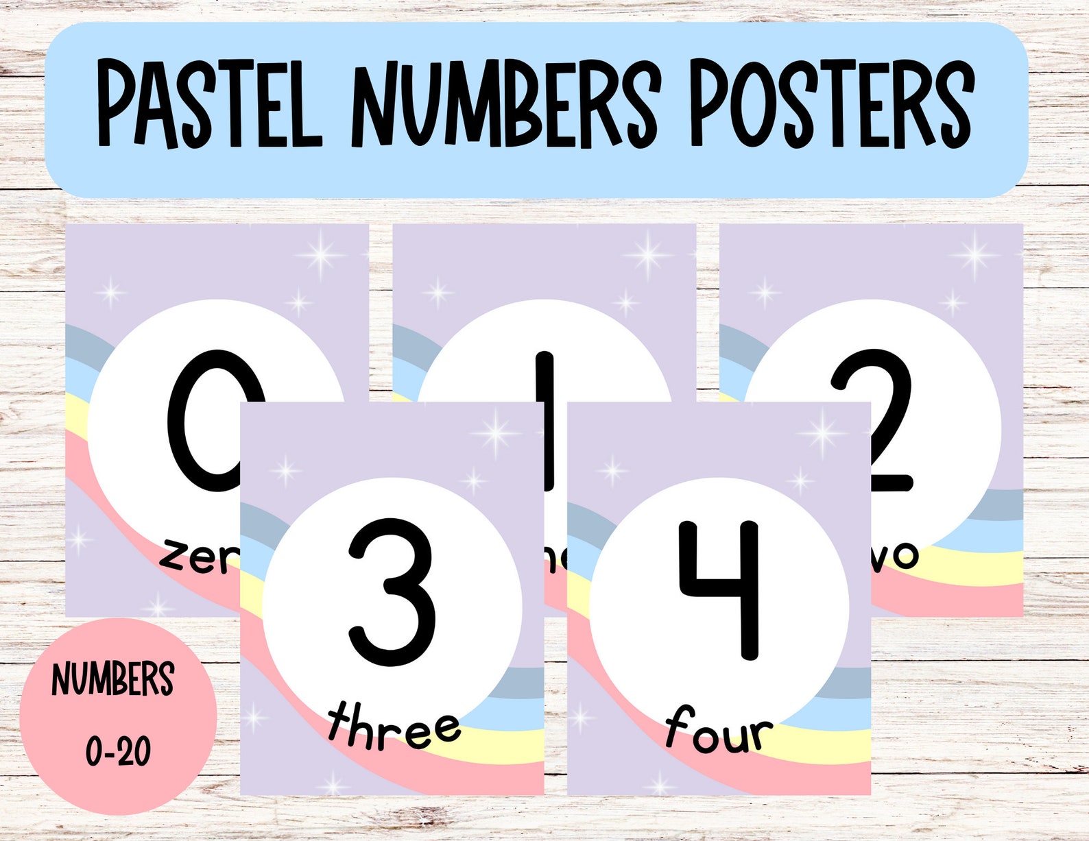 Rainbow Pastel Printable Numbers Poster for Classroom Bulletin - Etsy
