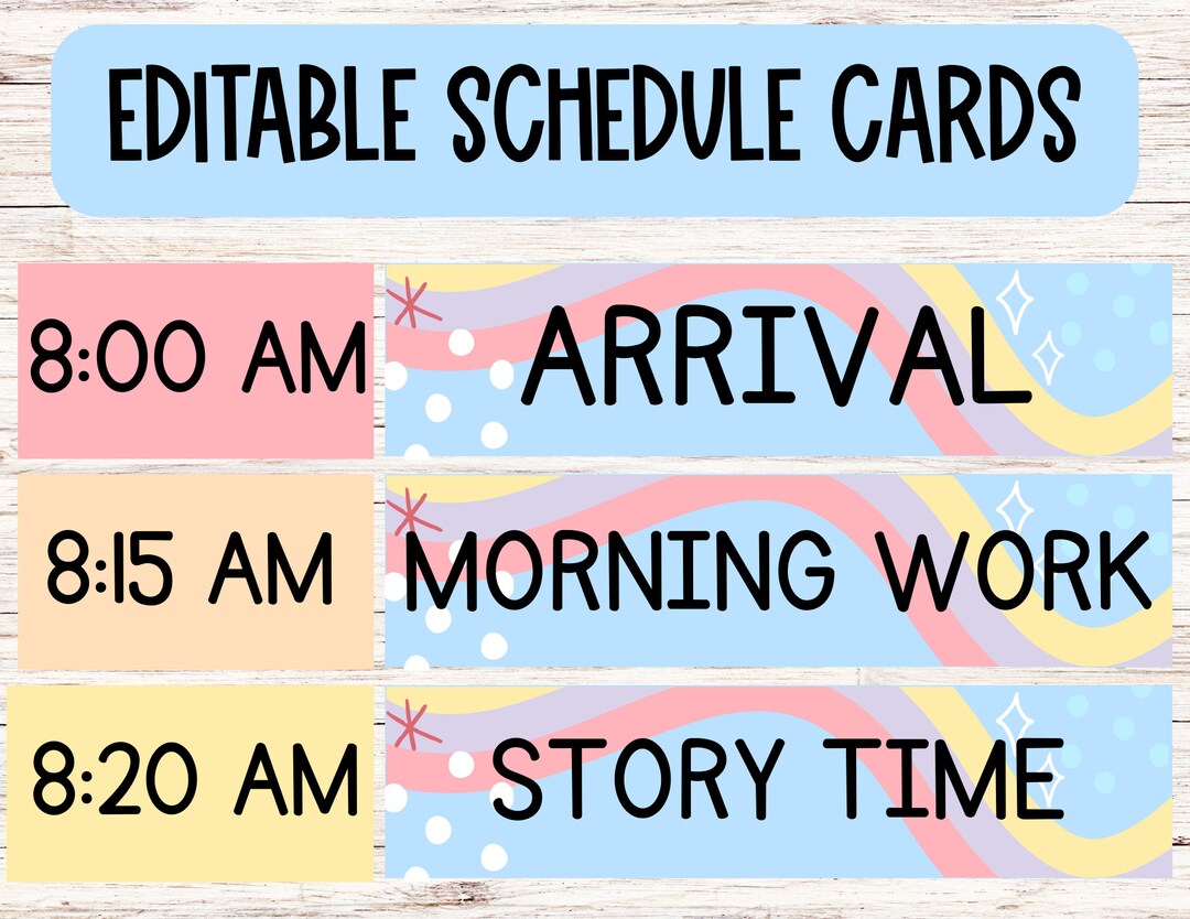 Editable Schedule Cards for Pastel Classroom Organization, Bulletin ...