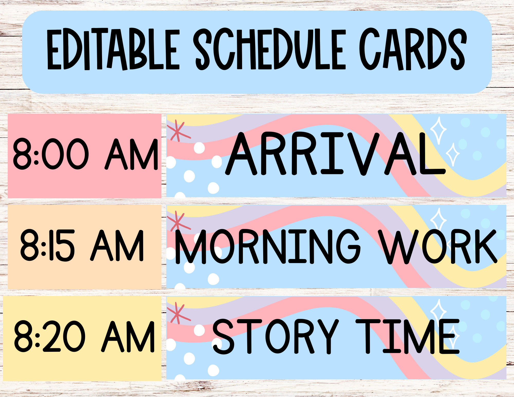 Editable Schedule Cards for Pastel Classroom Organization, Bulletin ...