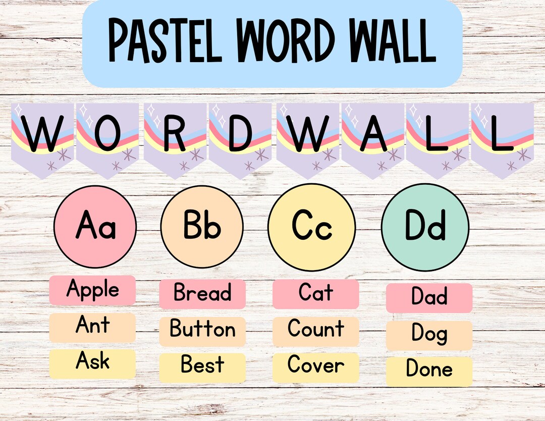 Pastel Rainbow Word Wall Alphabet for Classroom Organization ...