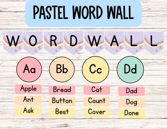 Pastel Rainbow Word Wall Alphabet for Classroom Organization. - Etsy