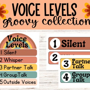 Retro Groovy Voice Levels Printable Poster for Elementary School Decor ...