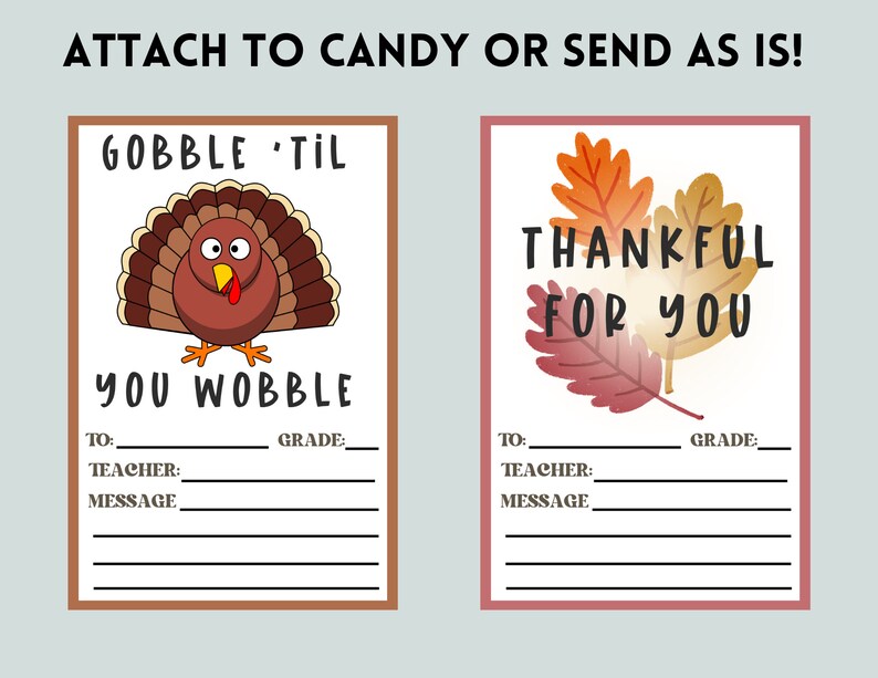 Turkey Thanksgiving Gram Candy Gram Fundraiser for PTO/PTA School Event ...