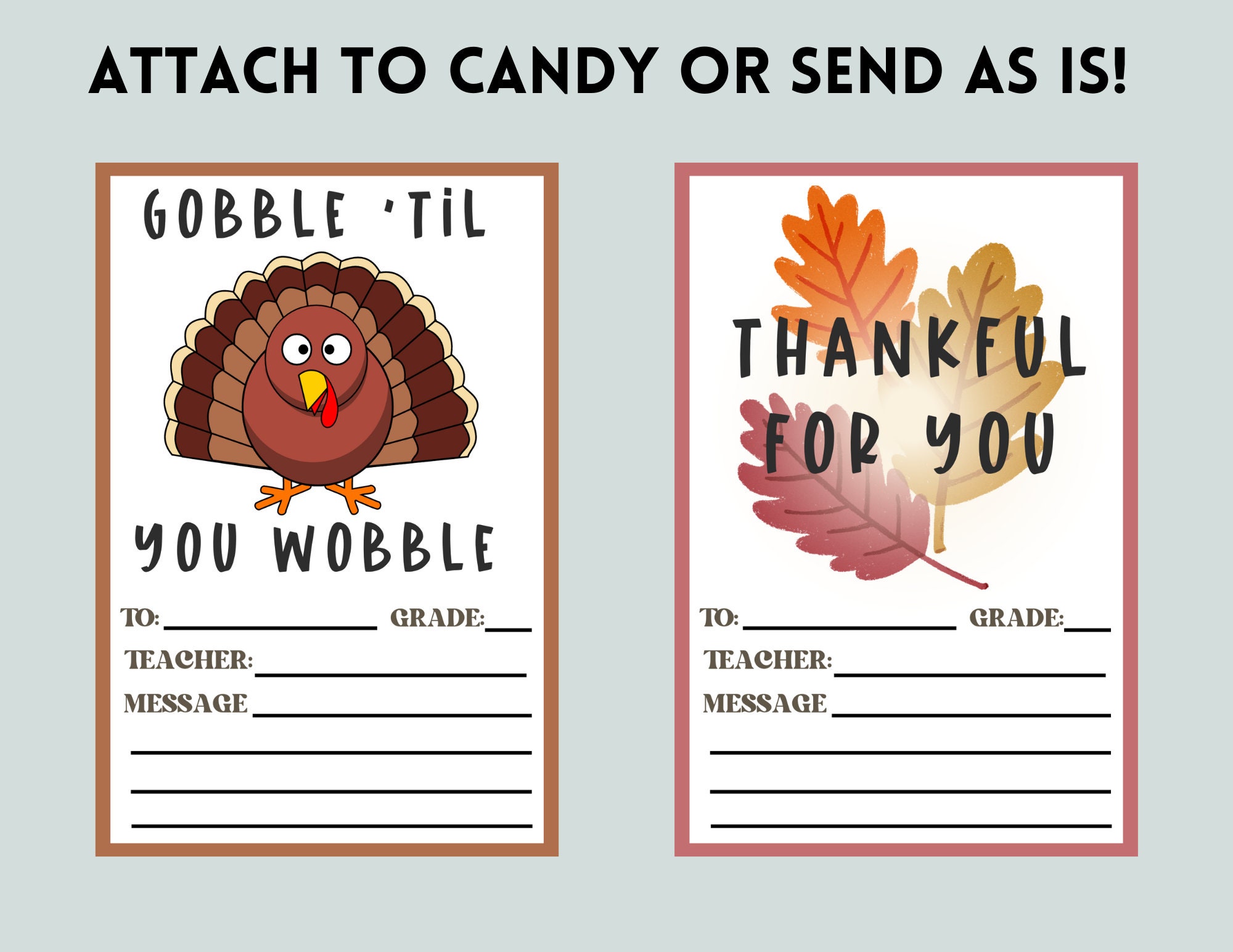 Turkey Thanksgiving Gram Candy Gram Fundraiser for PTO/PTA School Event ...