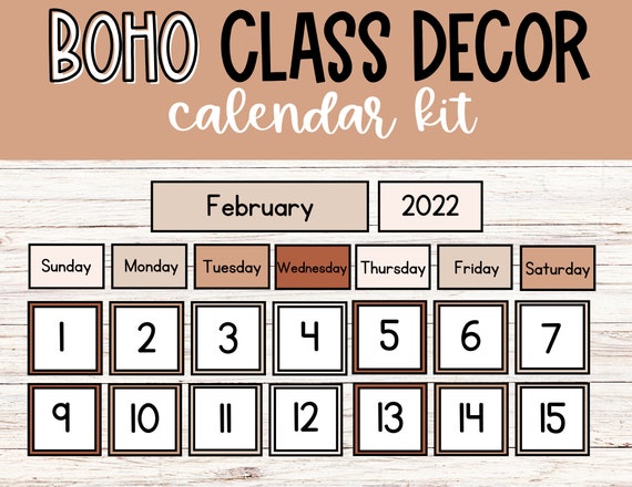 BOHO Neutral Class Calendar Kit for Classroom Organization - Etsy