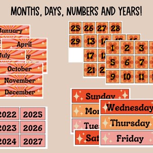 Retro GROOVY Class Flip Calendar for Classroom Organization, Bulletin ...