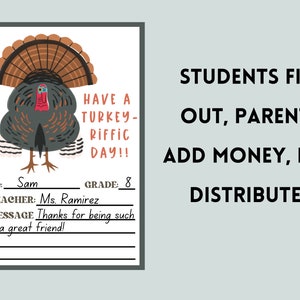 Turkey Thanksgiving Gram Candy Gram Fundraiser for PTO/PTA School Event ...