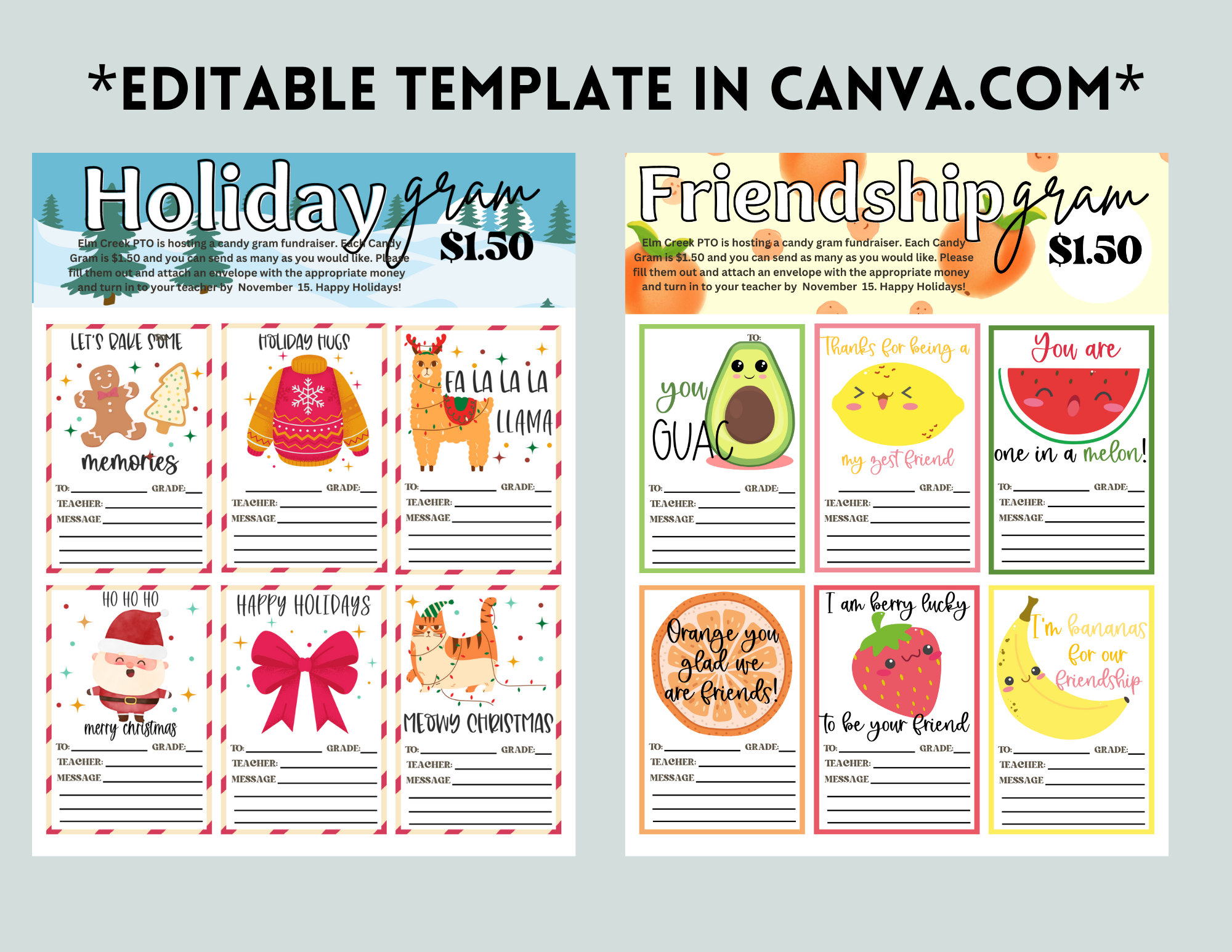 Candy Gram for School Fundraiser Idea PTO/PTA Events| Editable and ...