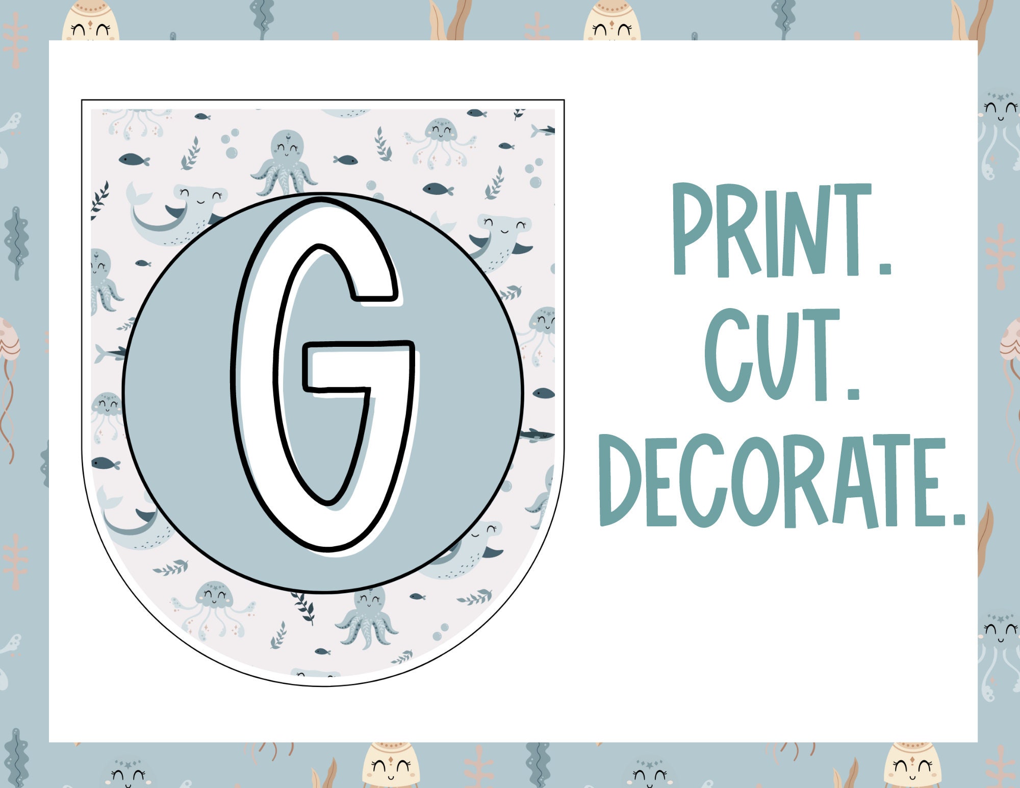 DIY Alphabet Banner for Classroom or Homeschool Decor Ocean Theme - Etsy