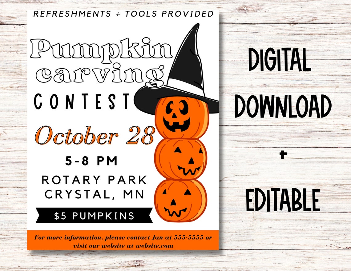 Editable Halloween Pumpkin Carving Flyer Invitation | Printable Invite ...
