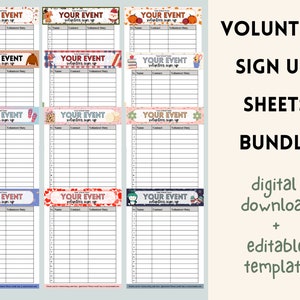 DIY Volunteer Sign up Sheet for Holidays, Events and Fundraisers ...