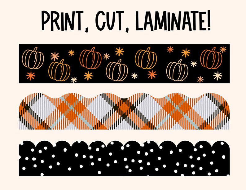 Classroom Bulletin Borders Kit Halloween, Pumpkins and Black and White ...
