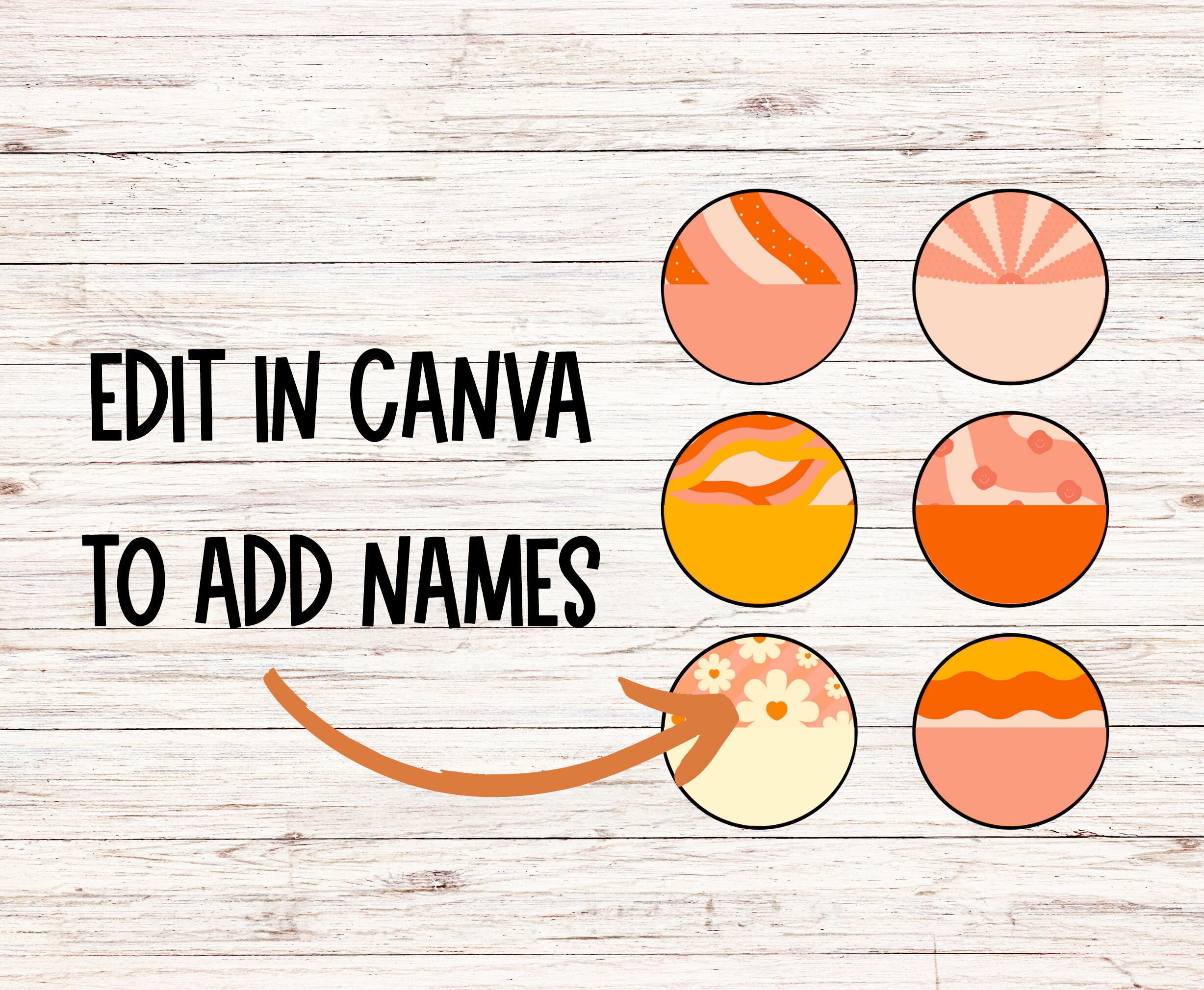 Groovy Student Circle Name Tags for Classroom Organization - Etsy