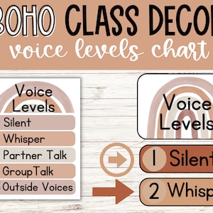 Printable BOHO Neutral Voice Levels Chart for Classroom Organization ...