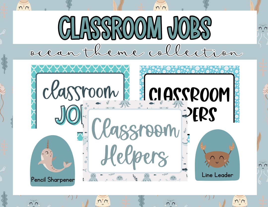 Classroom Jobs - Printable Class Helper - Ocean Theme Decor - Etsy