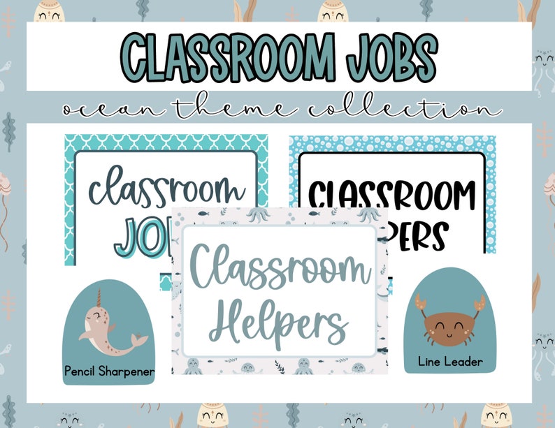 Classroom Jobs - Printable Class Helper - Ocean Theme Decor - Etsy