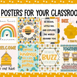 Motivational Posters for Bulletin Board With Bumble Bee Decor Kit for ...