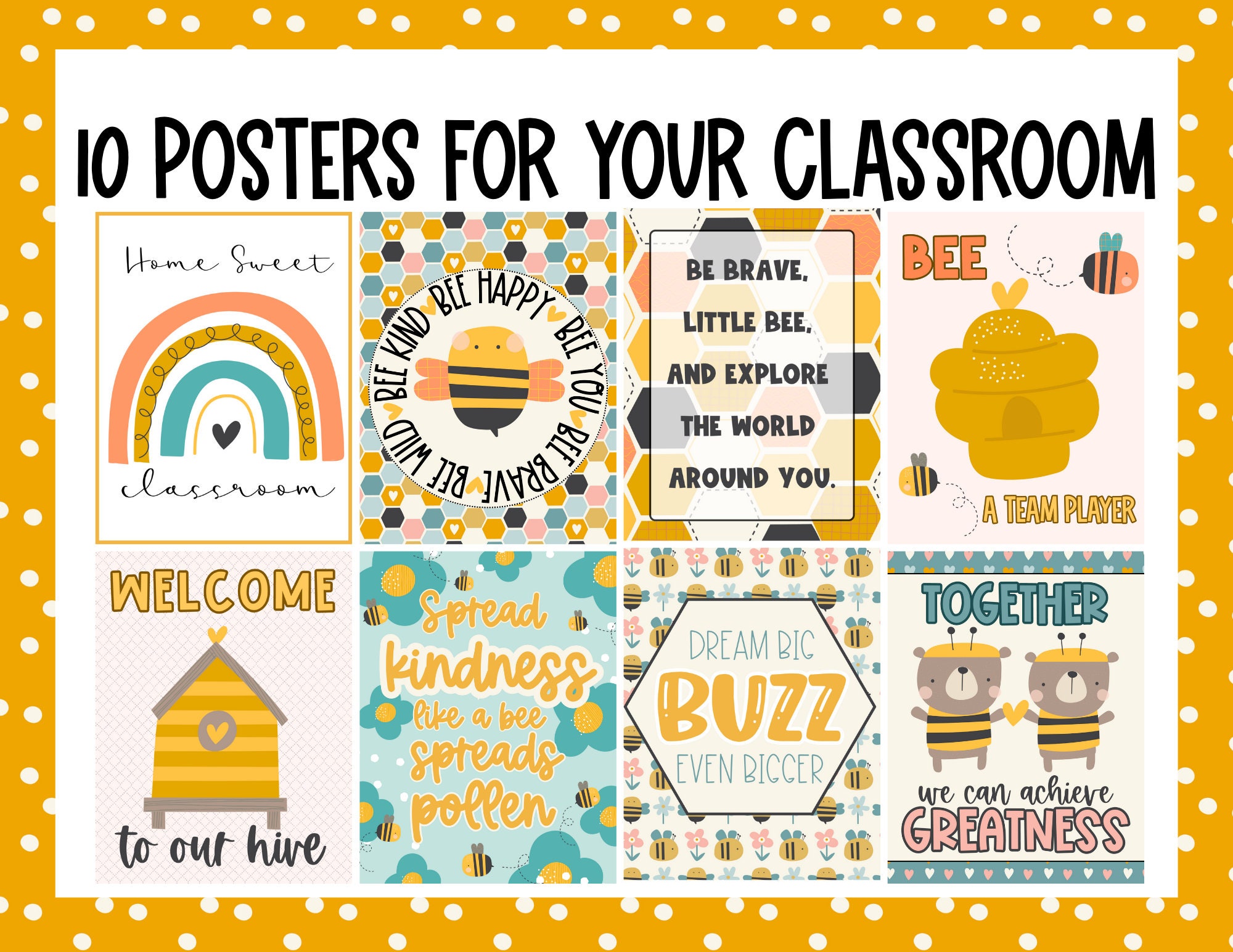 Motivational Posters for Bulletin Board With Bumble Bee Decor Kit for ...