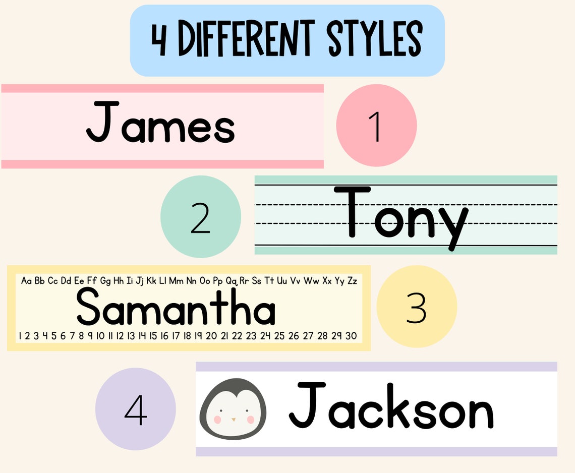 Rainbow Pastel Desk Name Tags and Labels for Classroom Decor | Editable ...