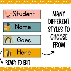 Desk Name Tags for Students With Bumble Bee Theme - Etsy