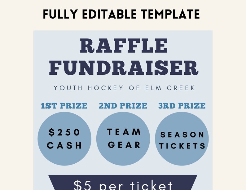 RAFFLE Fundraiser Editable Template for PTO and PTA. Flyer for Youth ...