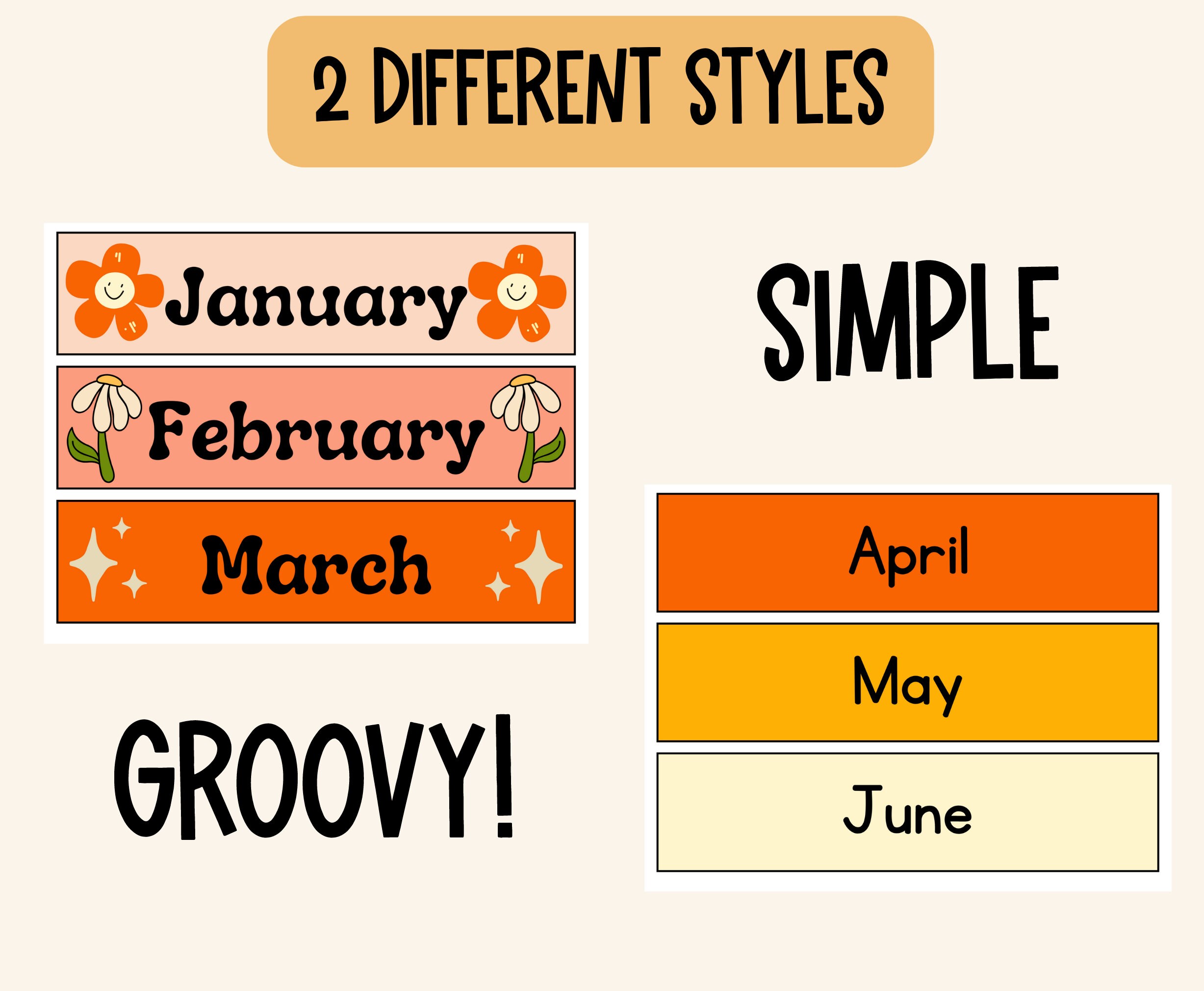 Retro Groovy Class Calendar Kit for Classroom Organization, Bulletin ...