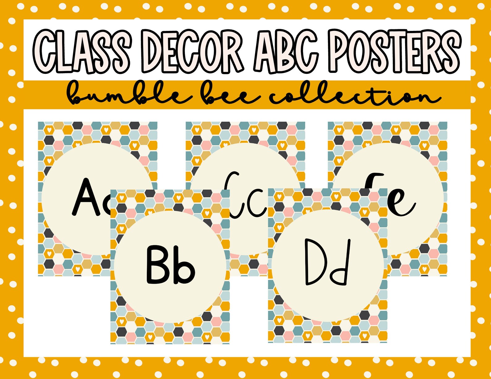 Alphabet Posters Bumble Bee Theme for Classroom Decor. ABC Bee - Etsy