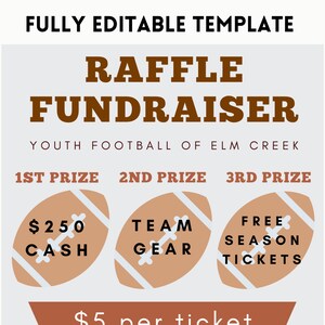 Football RAFFLE Fundraiser Editable Template for PTO and PTA. Flyer for ...