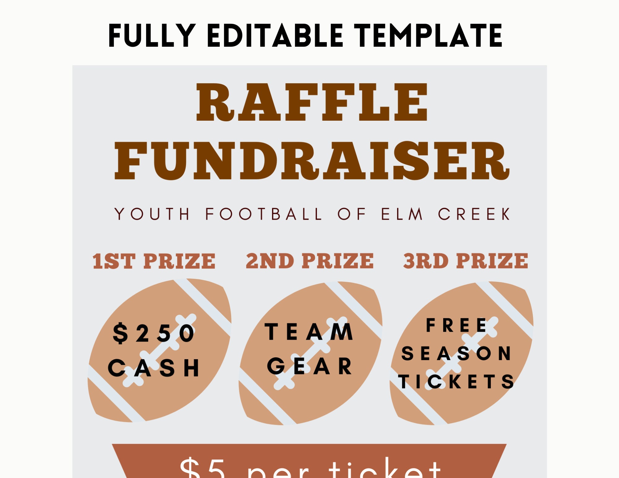 Football RAFFLE Fundraiser Editable Template for PTO and PTA. Flyer for ...