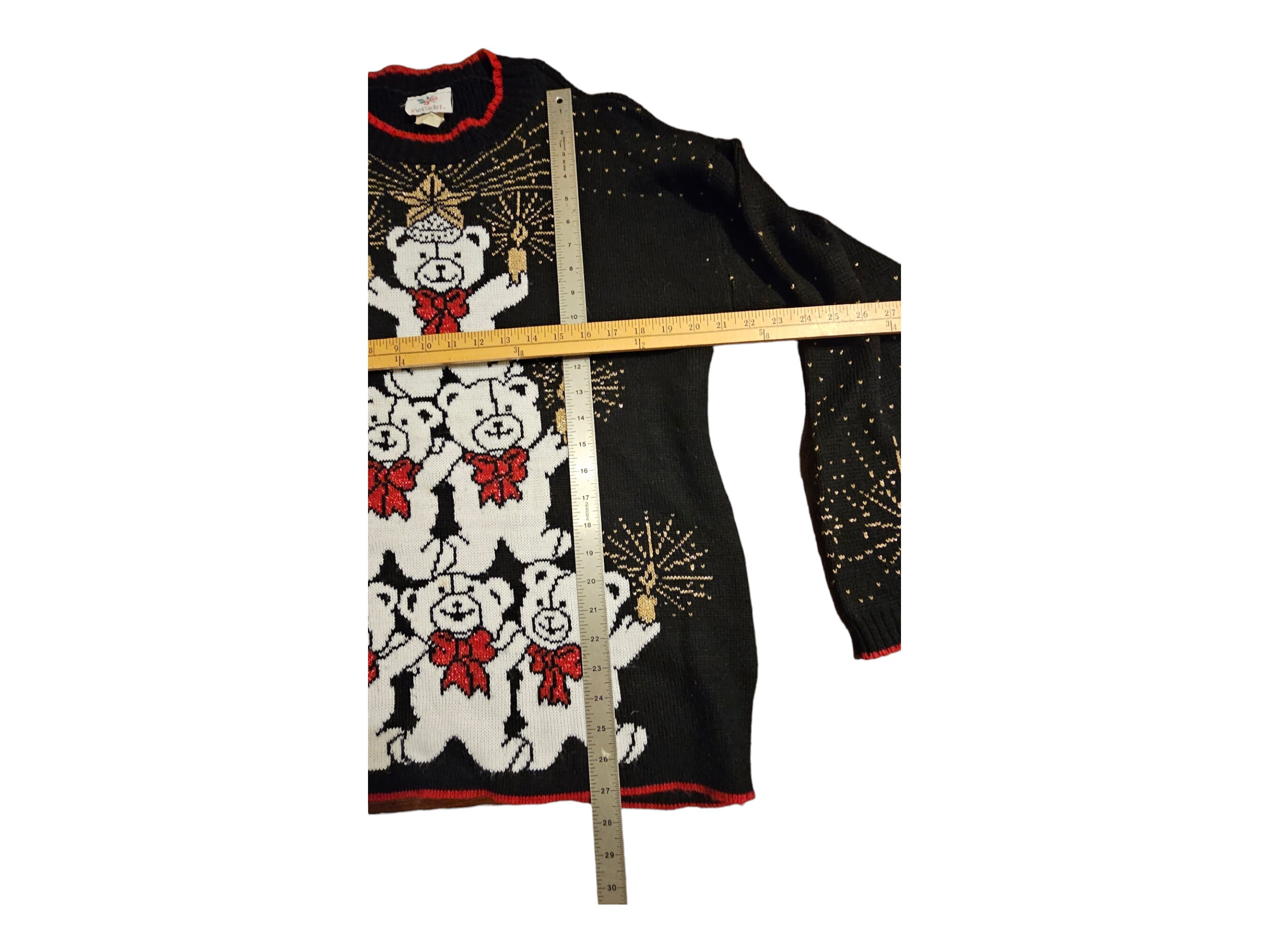 Vintage Nutcracker Ugly Christmas Sweater Teddybear Candlelight Pyramid ...