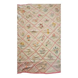 Vintage 50 State Flowers Quilt Handmade Pink and White 85x65 - Etsy
