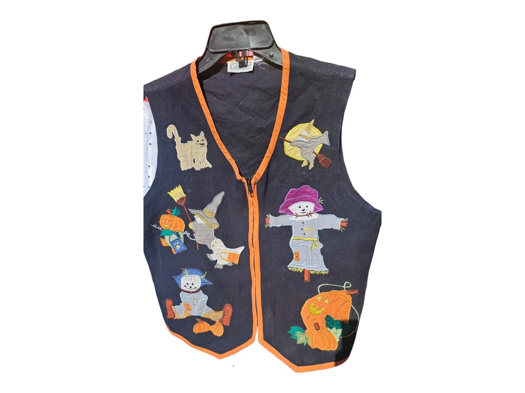 Vintage Gallagher Halloween Vest Embroidered Large - Etsy