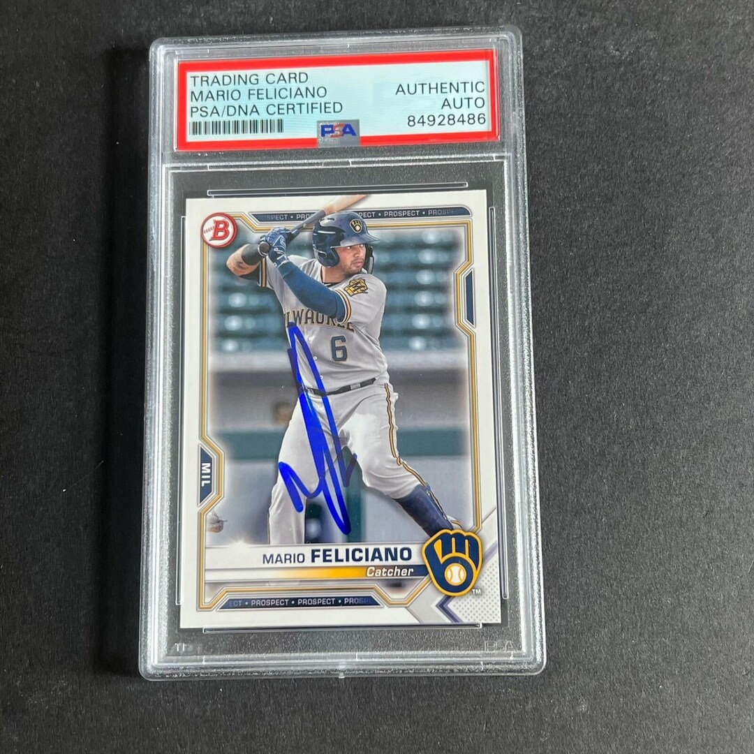 2021 Bowman Prospect Bp-133 Mario Feliciano Signed Card Psa Slabbed ...