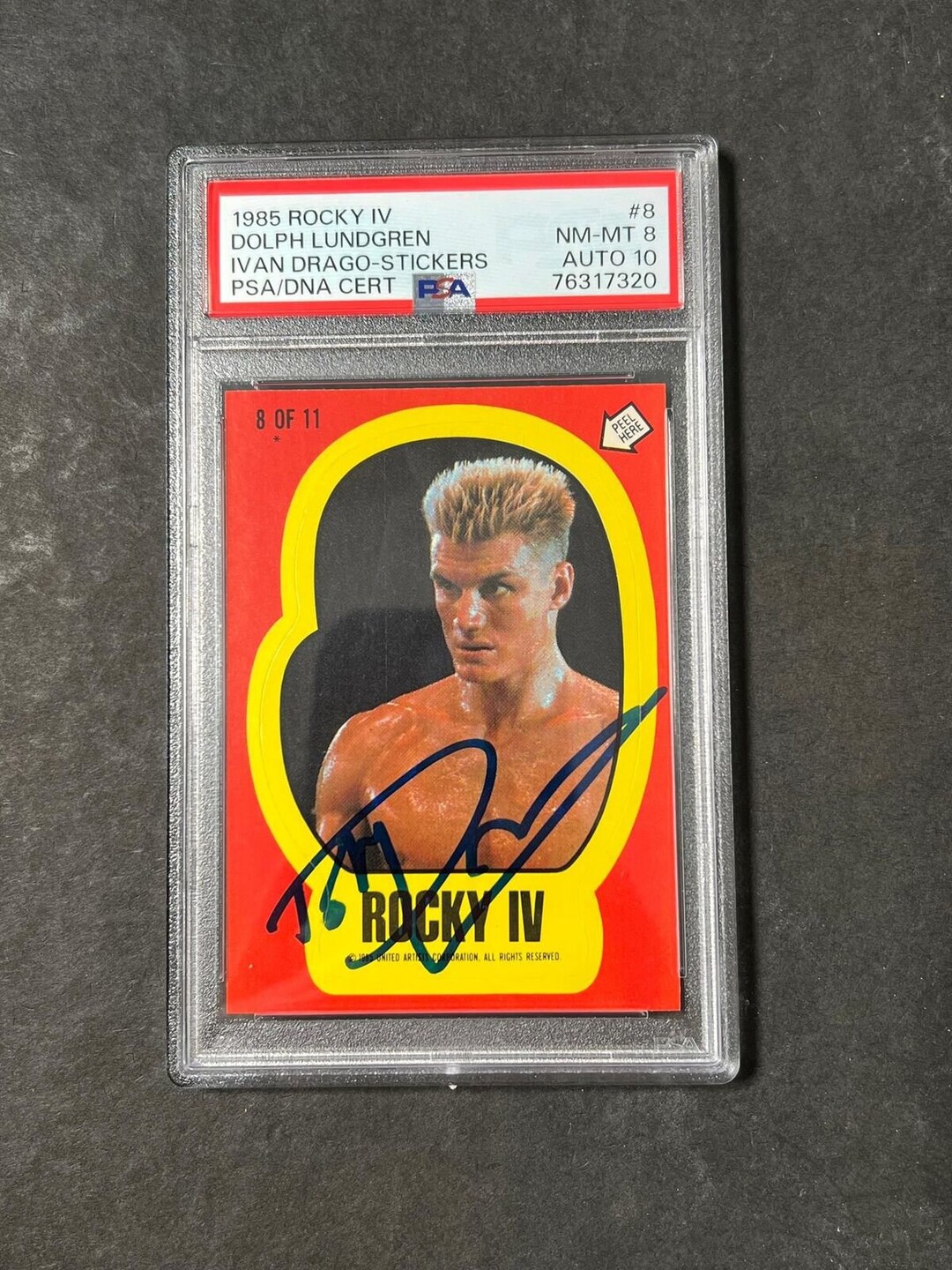 1985 Rocky Iv 8 Signed Dolph Lundgren Sticker Psa Nm-mt8 Auto 10 Ivan ...
