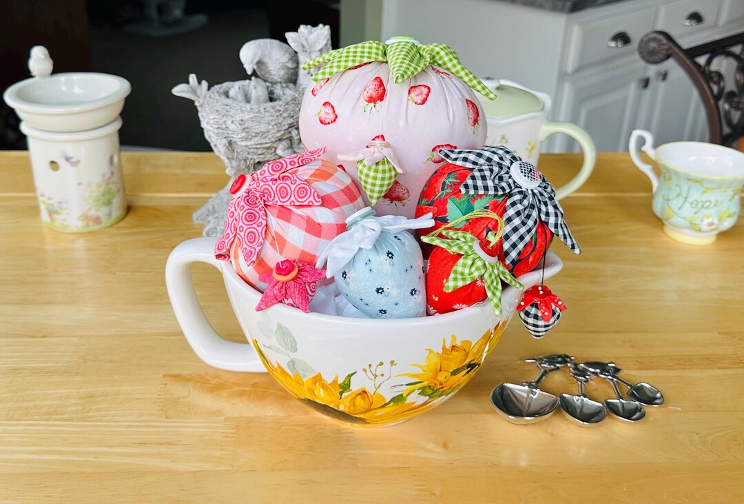 Handmade OTICS 3.5” Blue and White Juneberry Pincushion Filled With ...