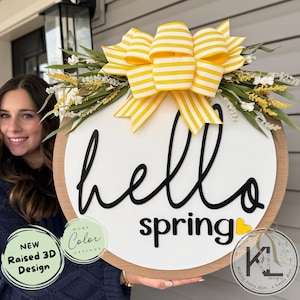 Hello Spring Door Hanger | Front Door Decor | Spring Door Sign | Spring ...
