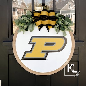 Purdue Front Door Decor | Boilermakers Sign | Purdue Wreath | Football ...