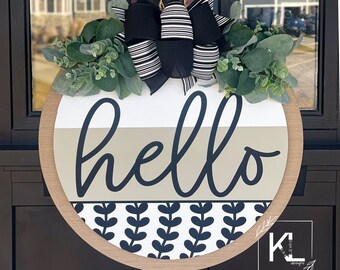 Hello Spring Floral Door Decor | Floral Sign | Hello Geometric Door ...