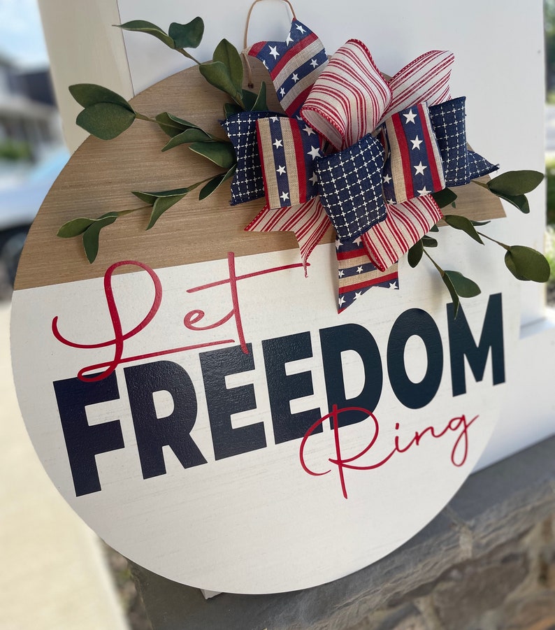Patriotic Door Hanger | Freedom Door Sign | America Porch Sign | Front ...
