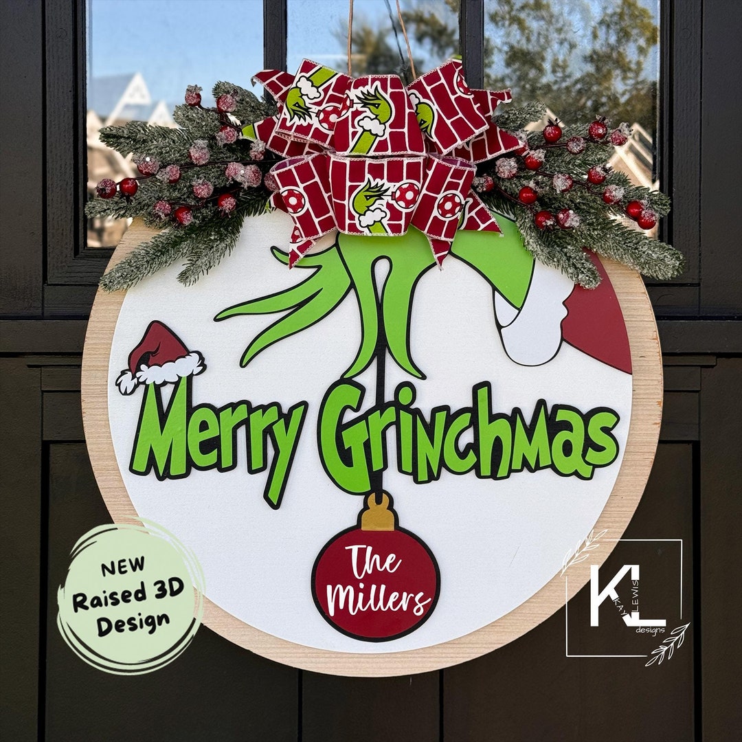 Grinch Door Sign | Christmas Front Door Decor | Grinch Wreath | Grinch ...